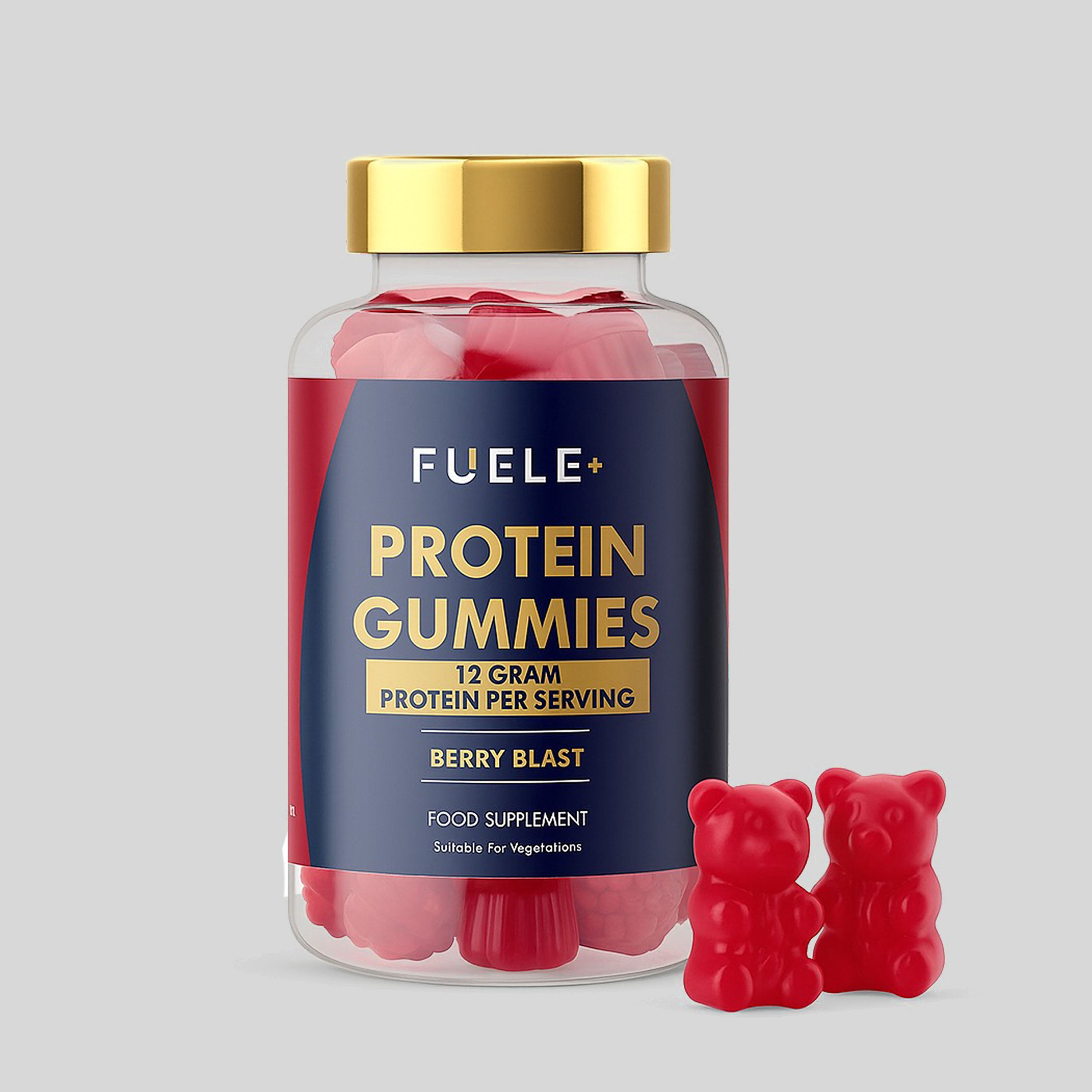 FUELE+ Berry Blast Protein Gummies – 12g Protein per Serving, Chewable